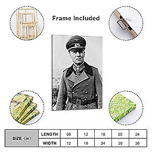 BLUDUG Art Poster of World War II German General Erwin Rommel's Portrait Canvas Painting Posters And Prints Wall Art Pictures for Living Room Bedroom Decor 12x18inch(30x45cm)