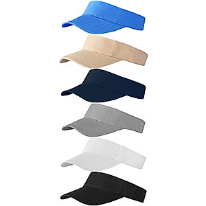 Tujuna 6 Pack Sun Visor Hats Sun Visors Sports Sun Hat Golf hat One Size Adjustable Cap for Women and Men (Color Set 1), Medium