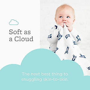 MONICA + ANDY Organic Cotton Muslin Baby Blanket - Unisex Crib and Tummy Time Blankets for Girl or Boy - Infant, Toddler, or Big Kid Blanket - 47”x47” (Pink Cabana Stripe)