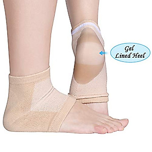 Bememo 4 Pairs of Moisturizing Soft Gel Heel Socks Breathable Open Toe Socks for Dry Cracked Skin Hydrating Day and Night Care Skin