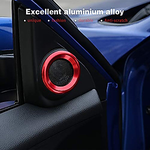 Thenice for 10th Gen Civic Door Audio Speaker Rings Anodized Aluminum A-Pillar Loudspeaker Decorations Circle Trims for Honda Civic 2016 2017 2018 2019 2020 2021 -Red