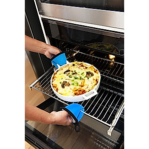 Mini Oven Gloves Silicone Oven Mitts with Quilted Liner Heat Resistant Cooking Pinch Mitts Potholder Pinch Grips for Kitchen Cooking Baking Blue,1 Pair