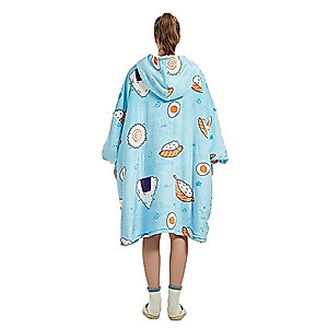 tramobe Blanket Hoodie Wearable Blanket Adult,Oversized Sherpa Blanket Sweatshirt with Giant Pocket and Sleeves,Warm Plush Hooded Blanket for Women & Men