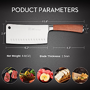 GUANCI Meat Cleaver, 6.5 inch Cleaver Knife Stainless Steel Chinese Kitchen Knife German High Carbon Steel Meat Cutting Knife with Rosewood Handle Anti-rust