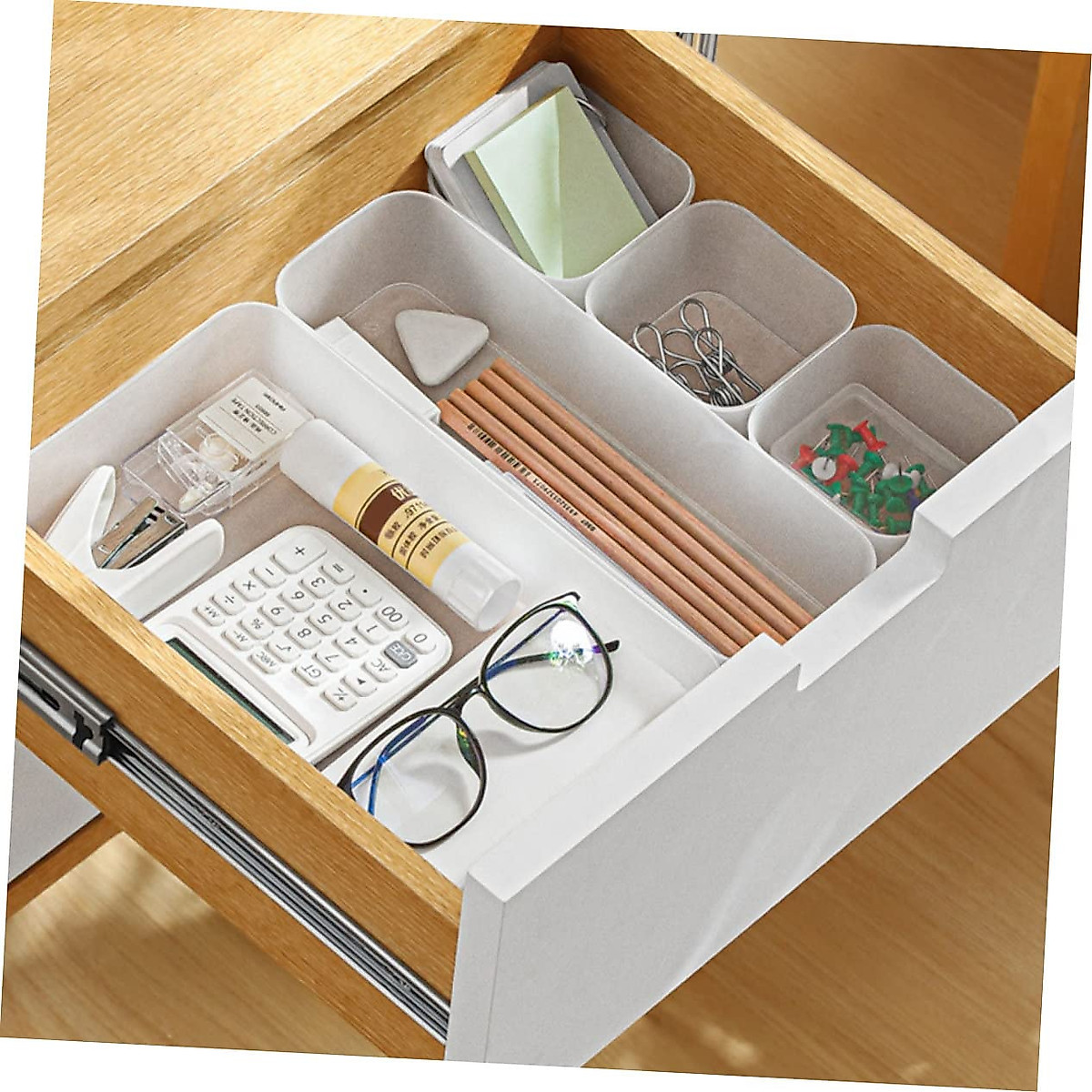 Veemoon 5pcs box Flatware Partition Dividers with Divider Vanity Office Cosmetics Classification Multi- Container Sorting Cutlery Makeup Silverware Clo Gadgets Stackable Sundries