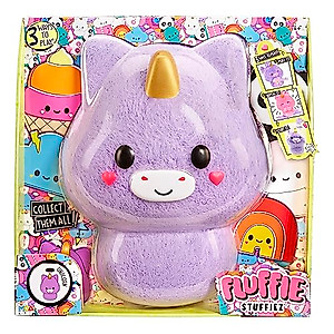Fluffie Stuffiez Unicorn Large Collectible Feature Plush 11" - Surprise Reveal Unboxing with Huggable ASMR Fidget DIY Fur Pulling, Ultra Soft Fluff
