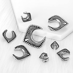 Casvort 2 PCS 10mm (00g) Hypoallergenic 316 Stainless Steel Silver V Spine Ear Plugs Tunnels Saddle Gauges Women Women Piercing Body Jewelry