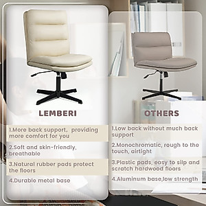 PU-Padded High-Back Armless Office Desk Chair - Modern Swivel Vanity Chair with Rocking Design, Wide Seat & No Wheels for Home Office Tasks by