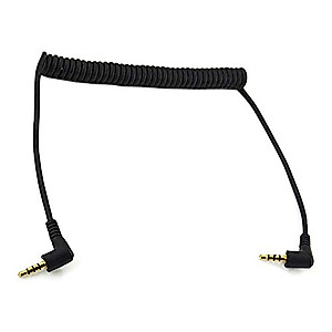 Coiled Stereo Audio Cable, Haokiang 90 Degree Right Angle 3.5mm Male to Male Jack 4 Pole TRRS Extension Aux Audio Coiled Spiral Cable(TRRS M/M)