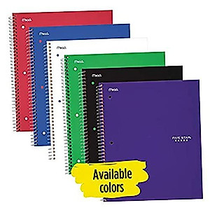 Five Star Spiral Notebook, 1 Subject, Wide Ruled Paper, 100 Sheets, 10-1/2" x 8", White (72877)