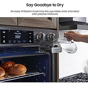 SAMSUNG 30" Smart Double Wall Oven w/Steam Cook, Wi-Fi, Large Oven Capacity, NV51K6650DG/AA, Fingerprint Resistant Stainless Steel, Black