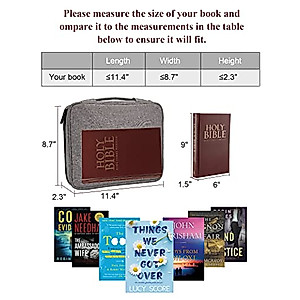 Wearlizer Bible Cover Bible Case for Women Bible Bag Large Size Bible Protective with Handle and Zipper Pocket Bible Tote Carrying Case Church Bag Journal Pouch Ideal Gift for Girls Men Kids Grey