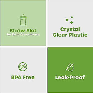 [100 Count] Clear PET Plastic Flat Lids With Straw Slot for 12, 16, 20 & 24 oz. Milkshake Cups