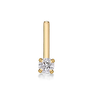 Lavari Jewelers 20 Gauge 0.02 Carat Lab Grown Diamond L-Shaped Nose Ring in 14k Yellow Gold (D-E, I2-I3, cttw) 1.7 mm