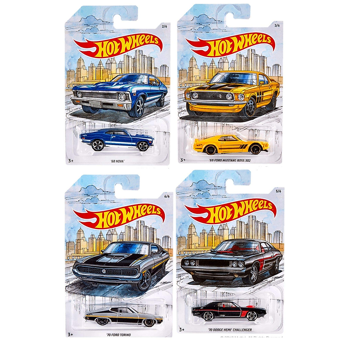 Hot Wheels Detroit Muscle Car Series Set of 4 Vehicles