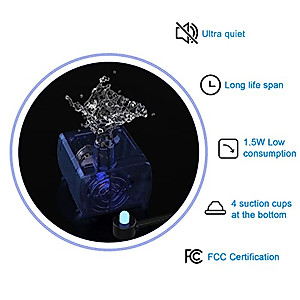 Wonder Creature Water Fountain with Stainless Steel Lid, 2.4L/81oz Automatic Fountain with LED Light and Water Level Window for Cats and Dogs