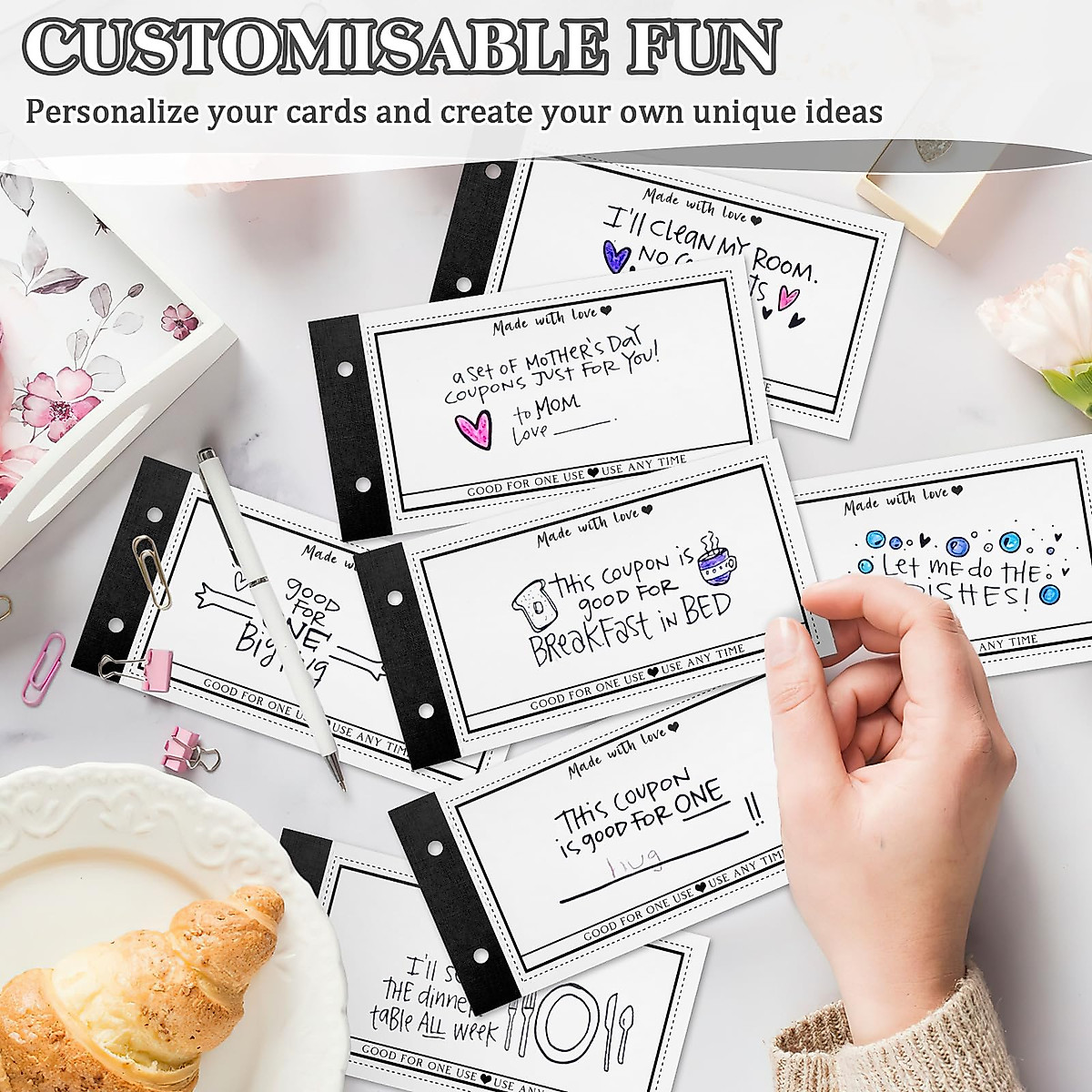 JULEASEL Blank Coupon Book for Him Her, 30 Personalized Vouchers Booklet for All Occasions | Unique Birthday Gifts, Fill In Your Own Coupon Ideas for Wife Husband Girlfriend Boyfriend Best Friend