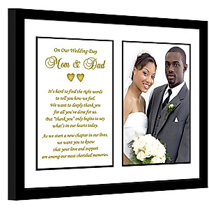 Parent Thank You Wedding Gift, Sweet Poem From Bride and Groom to Mom and Dad in 8x10 Inch Frame, Add 4x6 Inch Photo