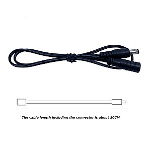 Litever Extension Jumper Cable Black, 20 Inches, 20 AWG 2468 Wire, Male to Female Jump Cord with 5.5mm x 2.1mm Universal DC Barrel Connector. Suitable for LED Light Strips, Security Cameras. 5-Pack