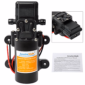 Amarine Made Fresh Water Pump Self Priming Sprayer Pump Water Pressure Pump 12V DC 1.2 GPM 35 PSI Diaphragm Pump for Caravan RV Marine Fishing Boat
