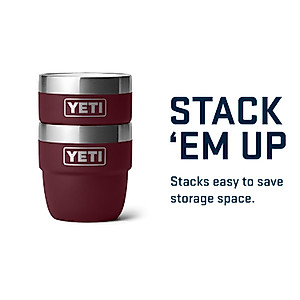 YETI Rambler 4 oz Stackable Cup, Stainless Steel, Vacuum Insulated Espresso/Coffee Cup, 2 Pack, Wild Vine Red