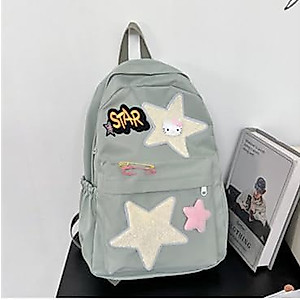 Cute Backpack for Women Men, Kawaii Y2K Grunge Trendy Colorful Harajuku Hiking Travel Backpack Aesthetic Backpack (Green)