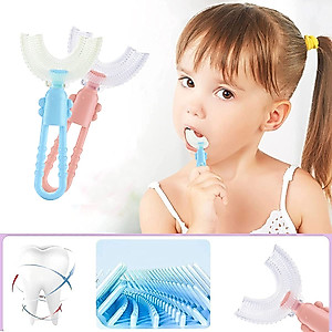 CUKEYOUZ 4 Packs Kids Toothbrushes,360 U Shaped Toothbrush Manual Training Tooth Brush U-Type Toothbrush Whole Mouth Toothbrush for Children (Ages 2-6)