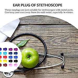 Replacement Ear Tips, 10 Pairs Stethoscope Earplugs Soft-Sealing Earbuds Stethoscope Ear Pieces Replacement Earplugs Accessories Replacement Ear Tips for Stethoscopes, Random Color