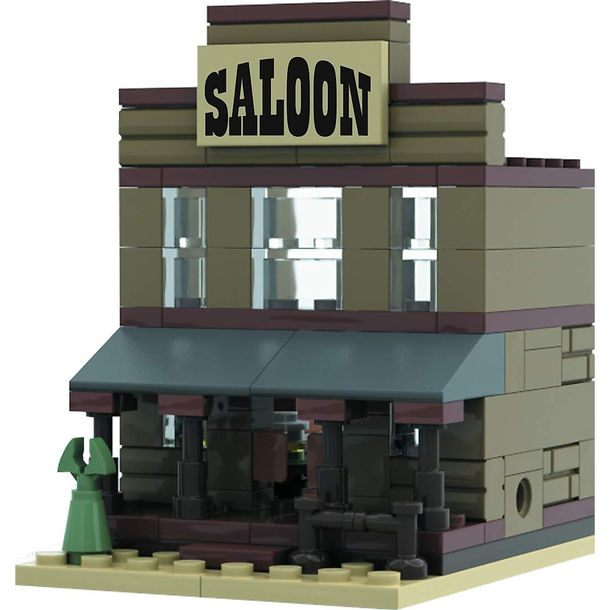 Brick Loot Exclusive Mini City Old Western Saloon - Custom Designed Model - Compatible with Lego and Other Major Brick Brands
