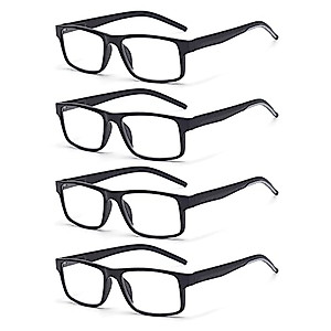 Colloddiss 4-Pack Reading Glasses for Men Women, Spring Hinge Readers Glasses, Blue Light Blocking Eyeglasses SR20523, 4 Black 2.5 x