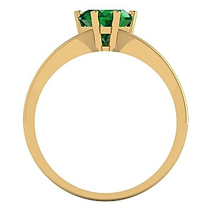 Clara Pucci 1.50 ct Heart Cut Solitaire split shank Simulated Emerald Engagement Bridal Promise Anniversary Ring 18K Yellow Gold 6.5