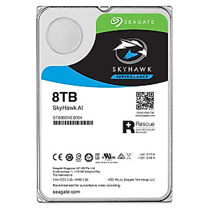 Seagate Skyhawk AI 8TB Surveillance Internal Hard Drive HDD–3.5 Inch SATA 6Gb/s 256MB Cache + Drive Health Management & 3-Year Recovery Service - (ST8000VEZ00)