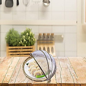 Serving Baskets Covered Round Bamboo Serving Food Tent Basket Bread Storage Container with Mesh Food Nets Fruit Cover