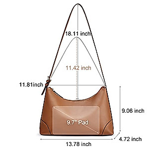 S-ZONE Genuine Leather Hobo Bags for Women Shoulder Handbags Purse Soft Medium Adjustable(Dark Brown)