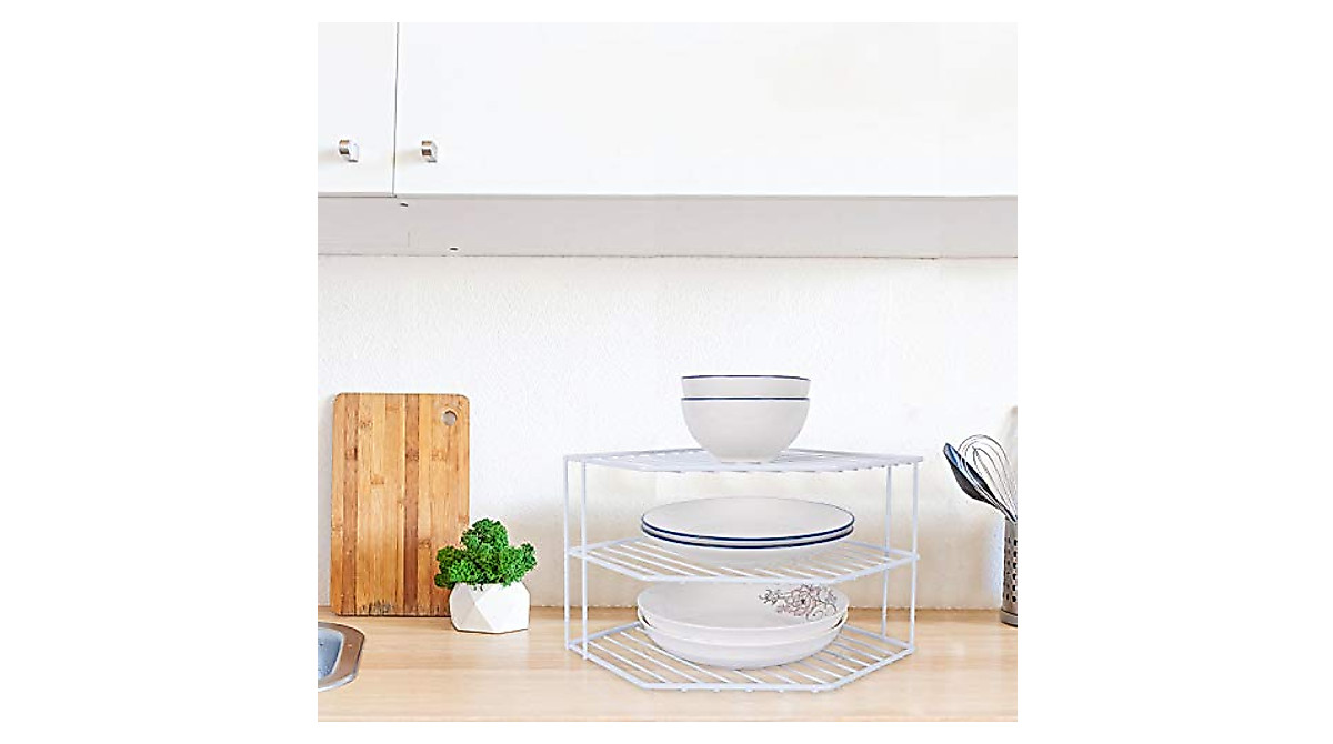 Space-Saving 3-Tier Corner Shelf Organizer for Kitchen