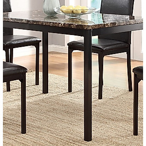 Gecheer Simple Style Dining Table 1pc Brown Faux Marble Table Top Black Metal Finish Frame Transitional Dining Furniture