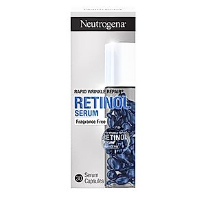 Neutrogena Rapid Wrinkle Repair Retinol Face Serum Capsules, Fragrance-Free Daily Facial Serum with Retinol that fights Fine Lines, Wrinkles, Dullness, Alcohol-Free & Non-Greasy, 30 ct