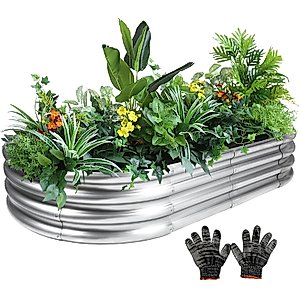 Gartist Galvanized Raised Garden Bed, 4x2x1 FT Thickening Raised Beds for Gardening, Oval Larger Space Planter Box for Outdoor for Herbs, Vegetables, Fruits