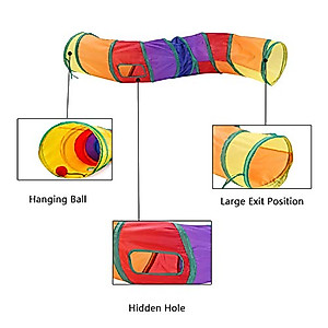 Bunny Hideout, Rabbit Tunnels and Tubes, 3 Pack of Grass Balls - Collapsible Hideaway Small Animal Activity Tunnel Toys for Chinchillas Ferrets Guinea Pigs Gerbils Hamsters Rats, Size - 47 x 10 in
