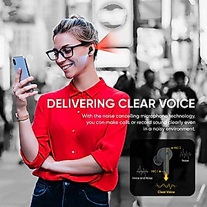 ABKO Active Noise Cancelling True Wireless Earbuds ANC Bluetooth Headphones in-Ear USB-C Wireless Charging with Microphone Built-in Mic EC10 Black