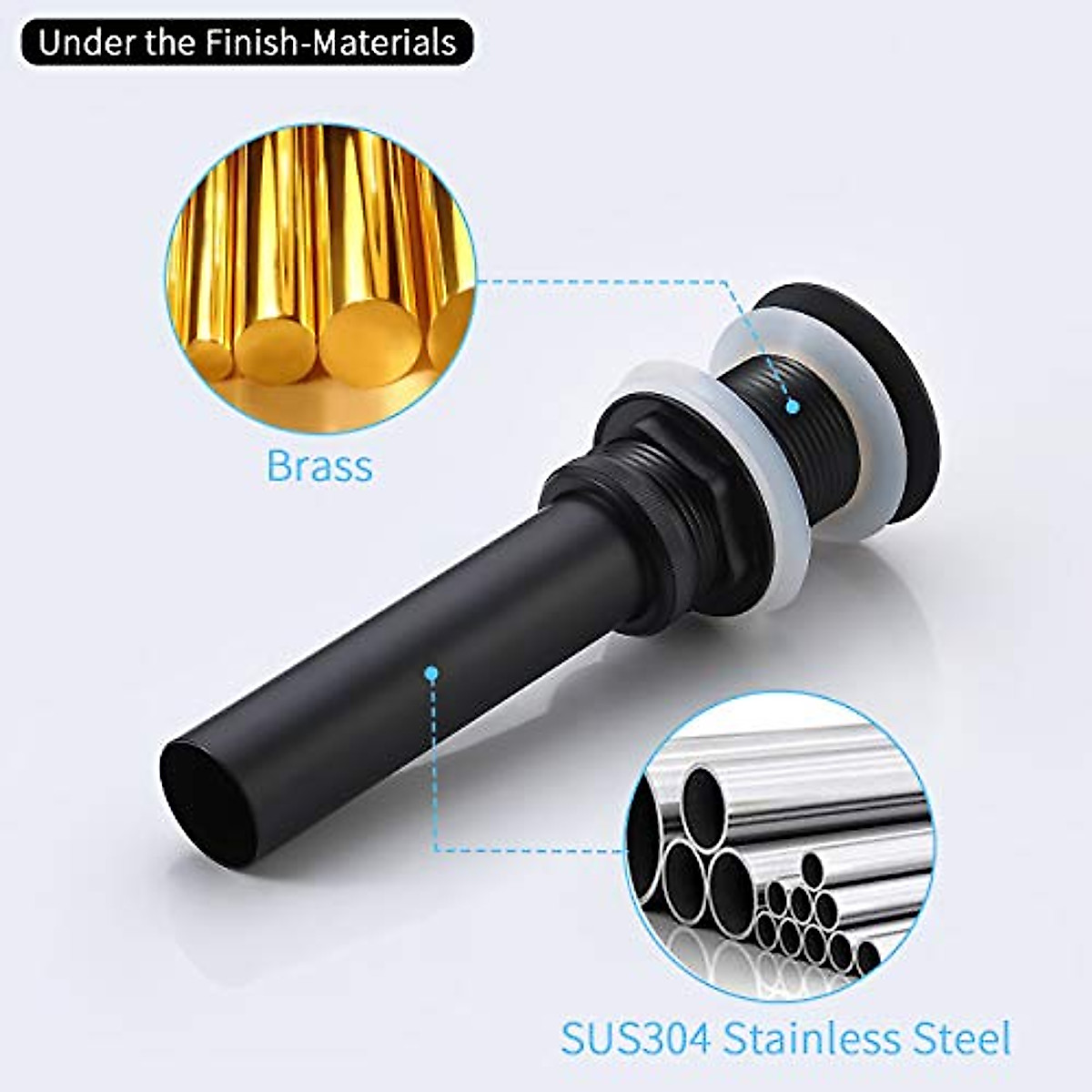 KES Bathroom Sink Drain without Overflow Pop Up Drain Assembly Vessel Sink Stopper Matt Black, S2007D-BK