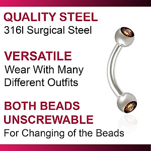 3Pcs 16g 16 gauge 1.2mm 3/8 10mm steel eyebrow lip piercing curved barbell tragus rings jewelry BBKU