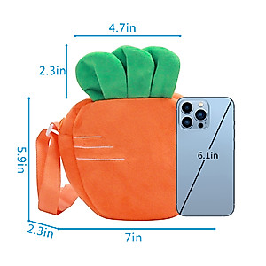 Van Caro Velvet Mini Carrot Purse, Women Cute Fruit Bag Crossbody Shoulder Bag