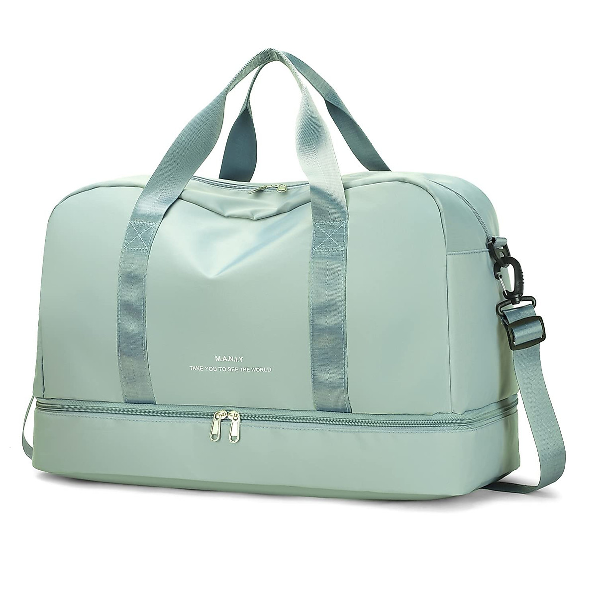 Travel Gym Tote Bag for Women,Duffle Carry On Bag,Weekender Overnight Bags for Women Large Tote Sport Bag for Women with Dry Wet Pocket,Green