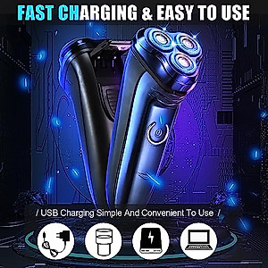 Electric Razor For Men, Rechargeable Men'S Electric Shaver, 9D Floating Head Electric Razor Rotary Shaver For Men Waterproof IPX7 Wet & Dry Shaving With Pop-Up Sideburn Trimmer Home Office Travel Trip