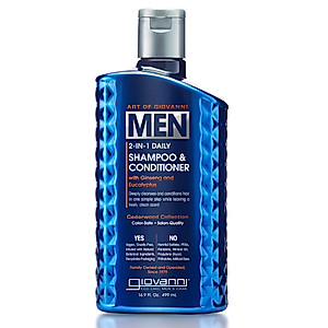 GIOVANNI Men’s 2-in-1 Daily Shampoo & Conditioner, 16.9 oz., with Ginseng and Eucalyptus, Color-Safe & Vegan-Friendly, Cleans & Moisturizes, Men’s Cedarwood Collection for All Hair Types