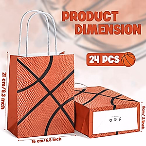 24 Pieces Basketball Party Favor Bags Basketball Present Goodie Bags Basketball Treat Candy Bags Sports Themed Paper Bags for Birthday Party Favors Supplies Decorations