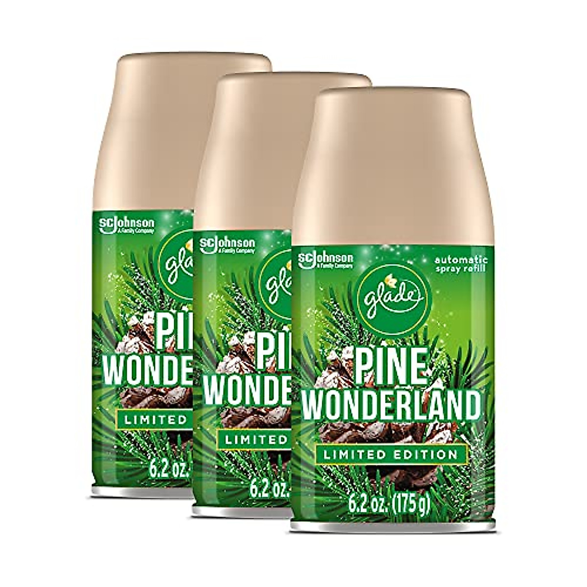 Glade Automatic Spray Refill, Air Freshener for Home and Bathroom, Pine Wonderland, 6.2 Oz, 3 Count