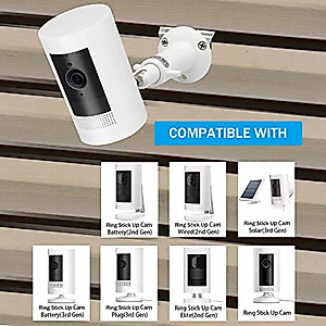 Ring Camera Vinyl Siding Wall Mounts No Drill 360 Degree Adjustable,Compatible with Ring Stick up Cam & Ring Indoor Cam（2Pack White）