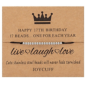 JoycuFF 17th Birthday Gifts for Women Sister Wife Best Friend Daughter Coworker Cousin Niece Adjustable Cord Strand Bracelet